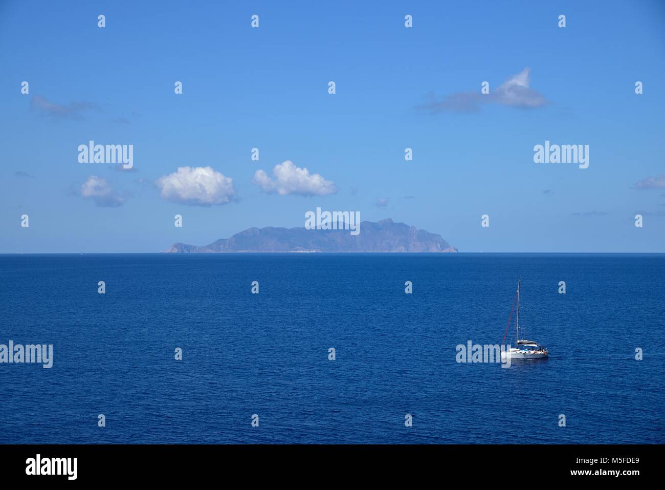 Sailing Boat in front of Marettimo, Aegadian Islands, Sicily, Italy ...