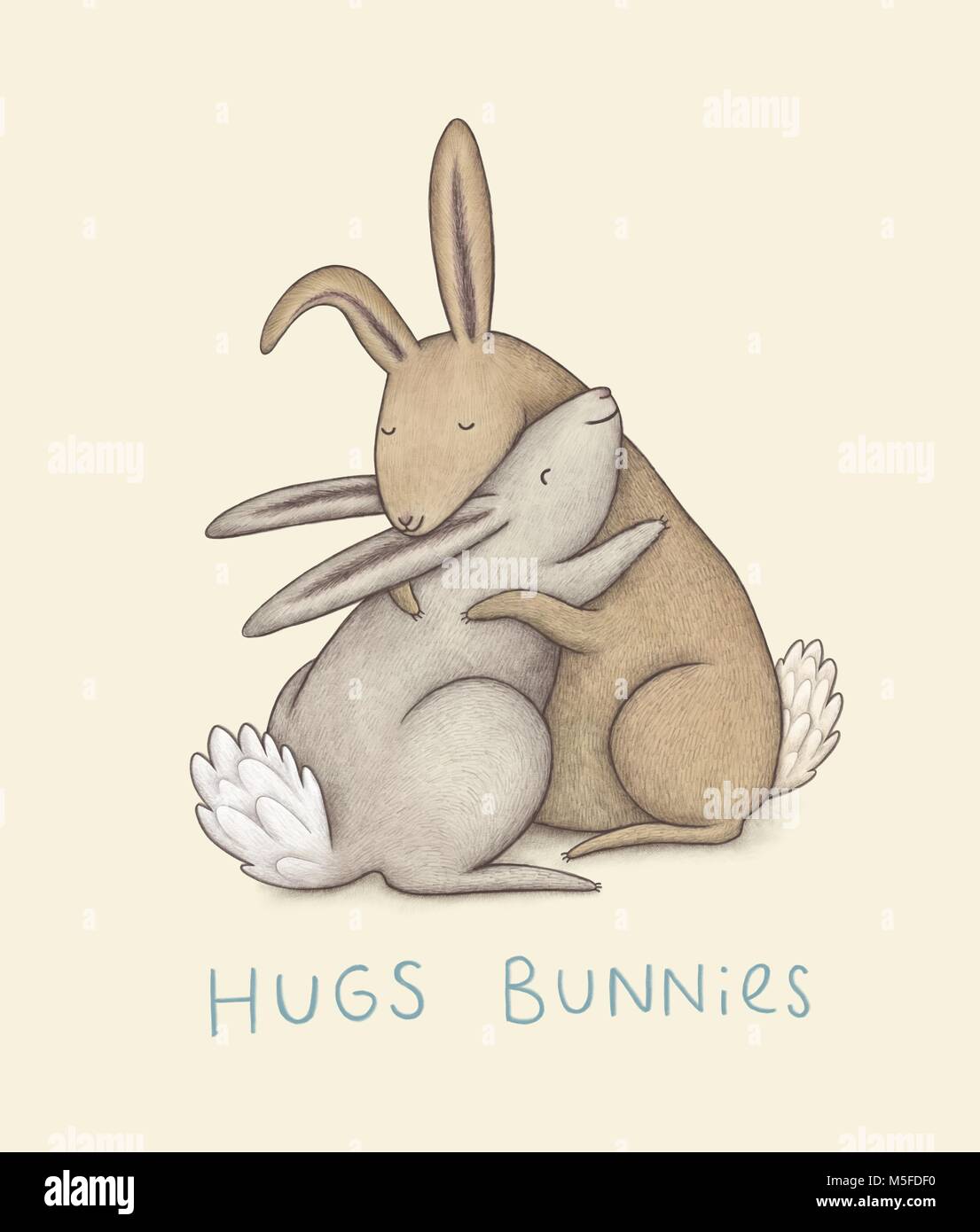 Hugs Bunnies original illustration Stock Photo - Alamy