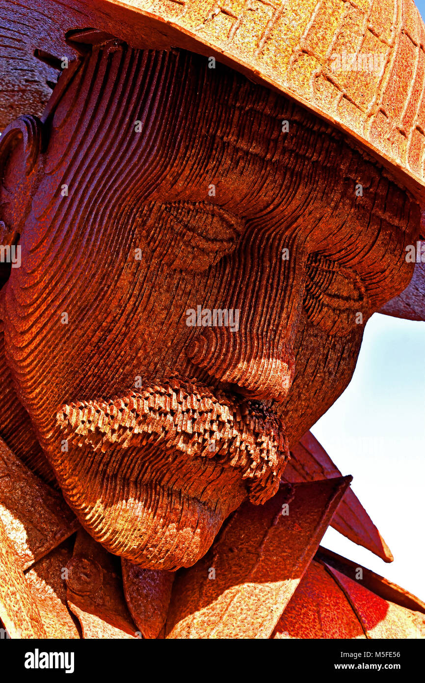 Seaham Durham Tommy sculpture face detail of WWI soldier by Ray ...