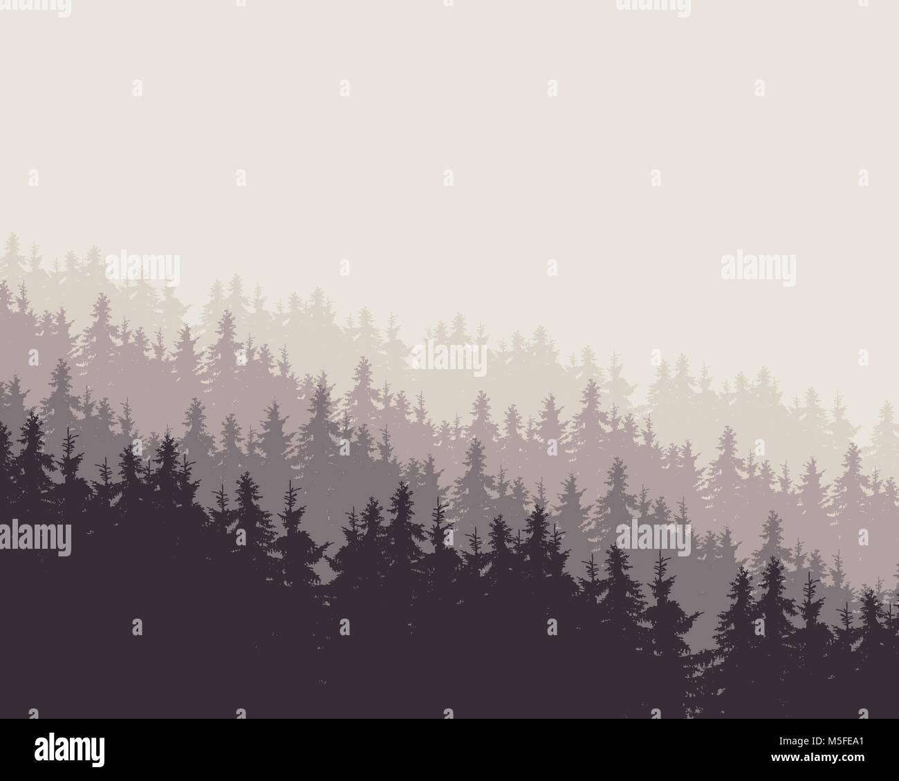vector illustration of a forest under a gray sky, layered Stock Vector ...