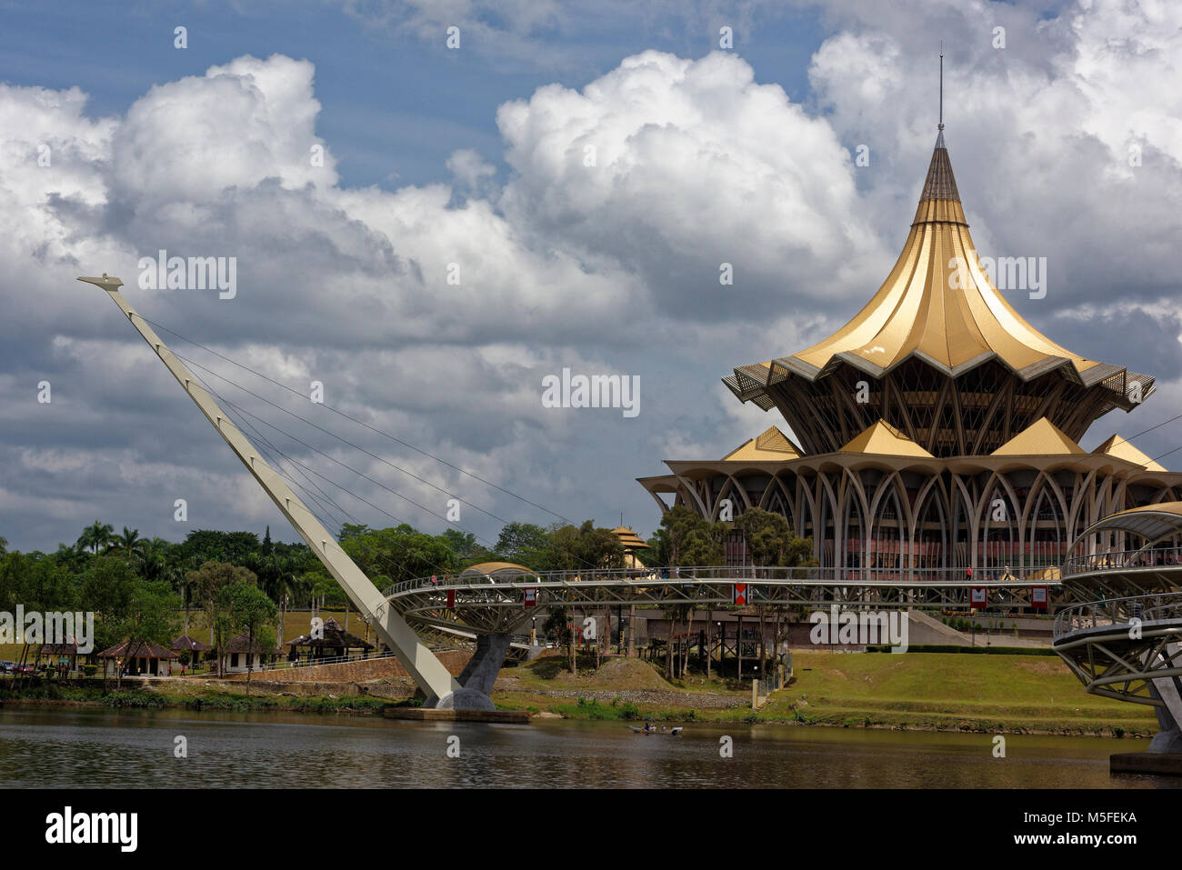 The Darul Hana Bridge and State Legislative building, Kuching, Sarawak ...