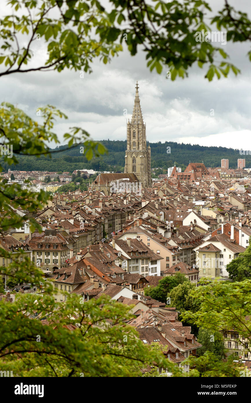Cityscape of Bern with the Muenster cathedral, Switzerland Stock Photo ...