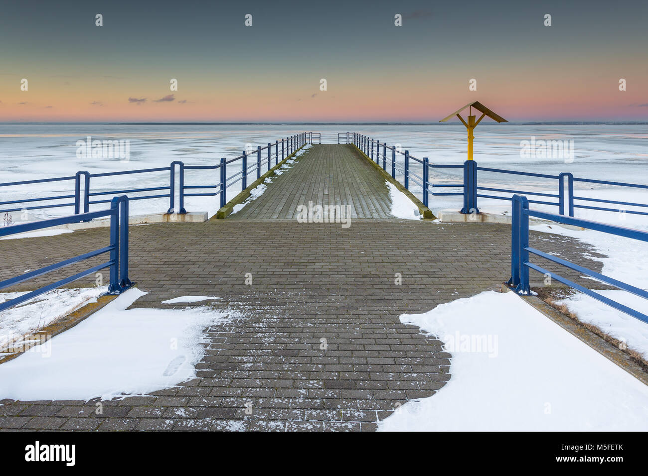 Pier in Chalupy village in northern Poland in winter season Stock Photo ...