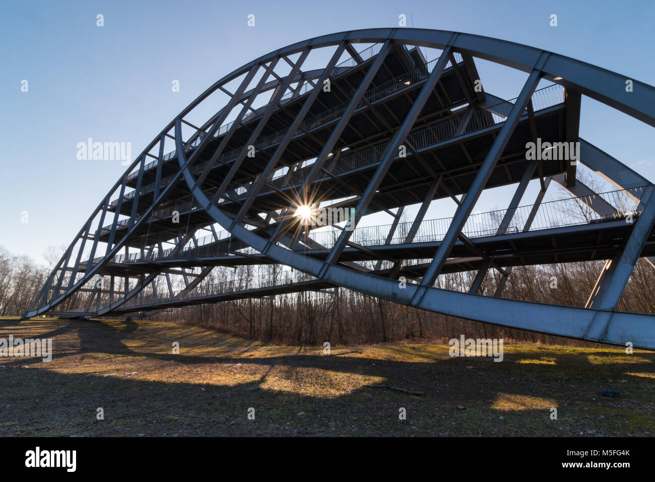Bitterfeld, Germany - February 21,2018: The sun shines through the ...