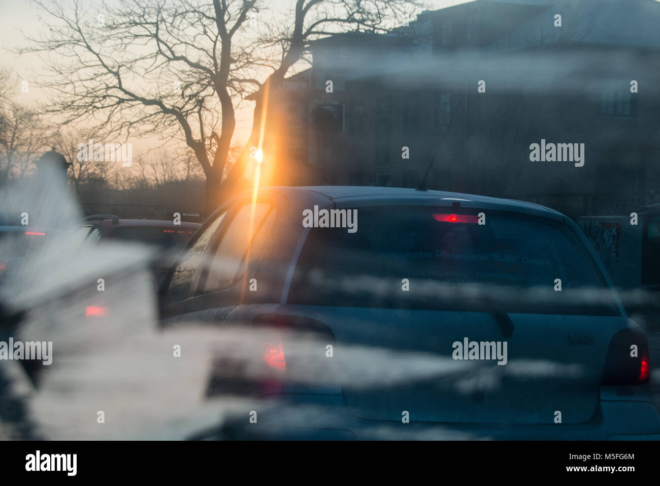 Magdeburg, Germany - 21 February 2018: Symbol for poor visibility in ...