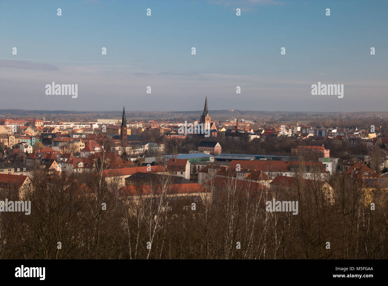 Bitterfeld, Germany - 21 February 2018: View of the East German city of ...