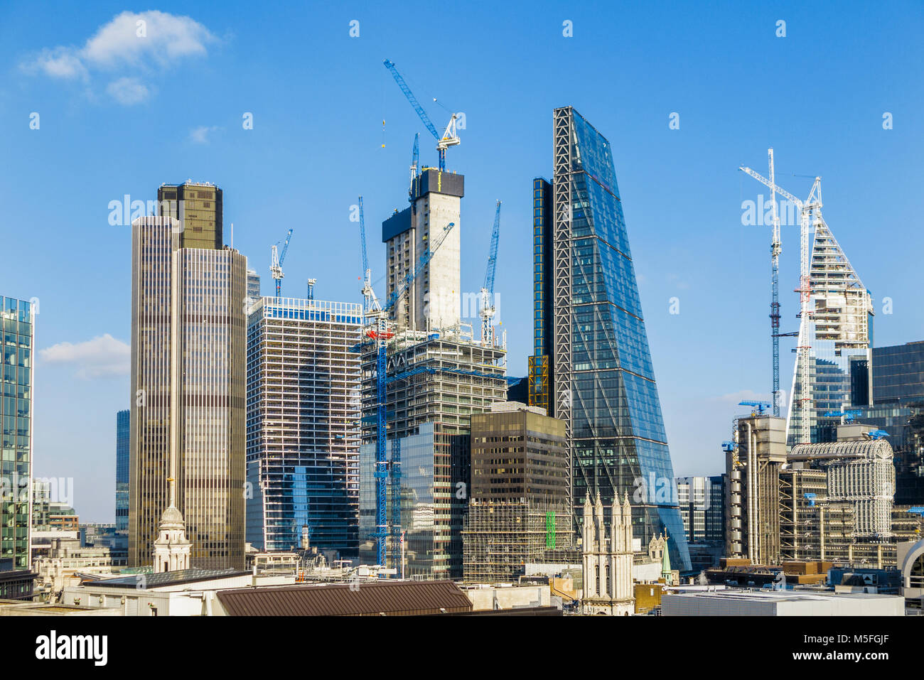 Modern buildings and skyscrapers in the City of London, including the ...