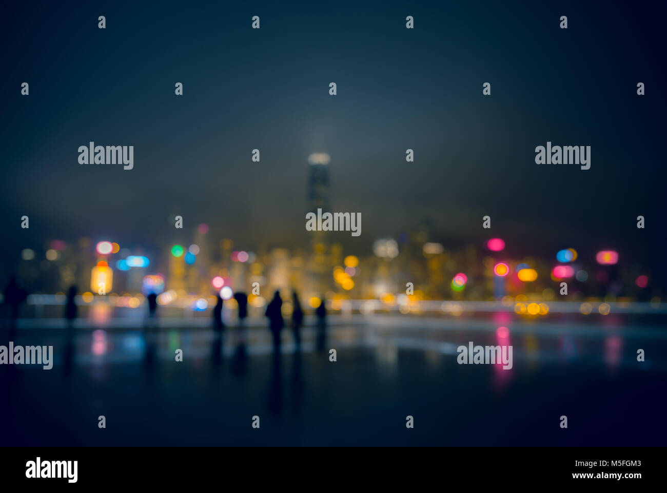 Abstract background of people watching the night view at Victoria ...