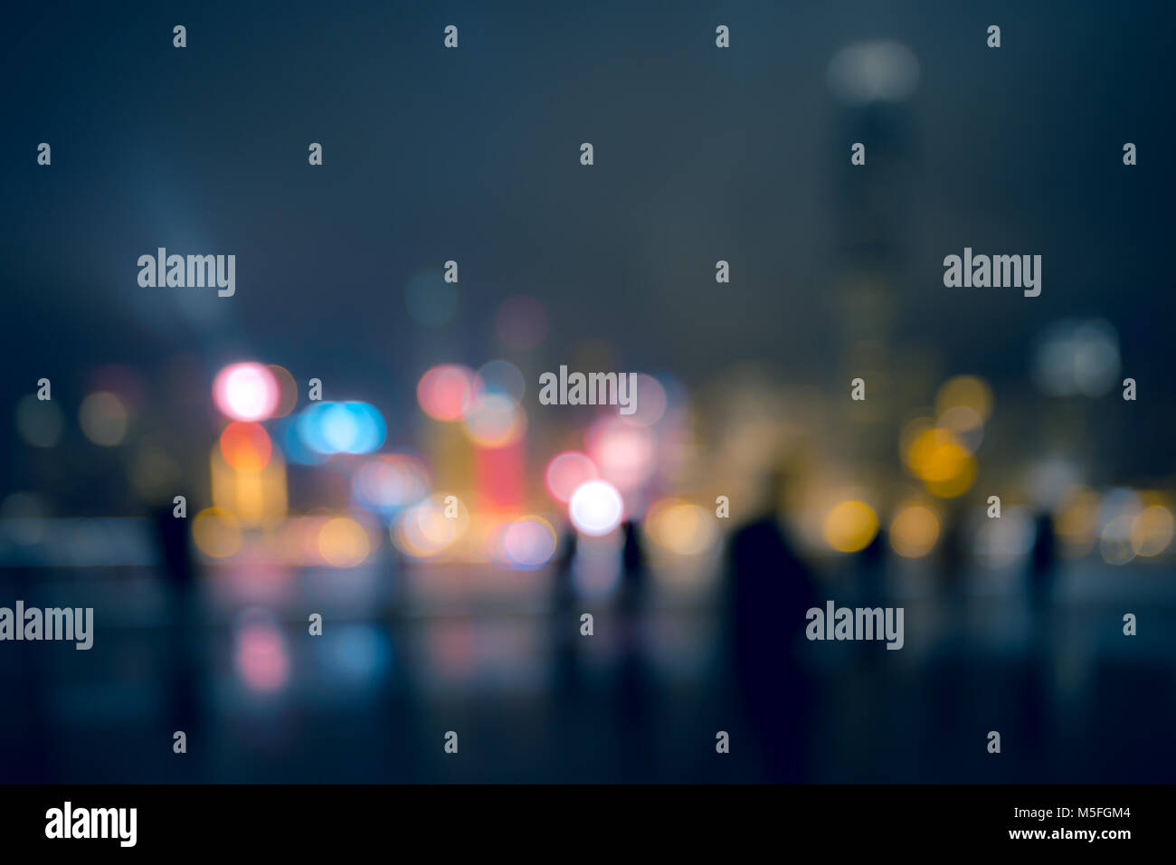 Abstract background of people watching the night view at Victoria ...