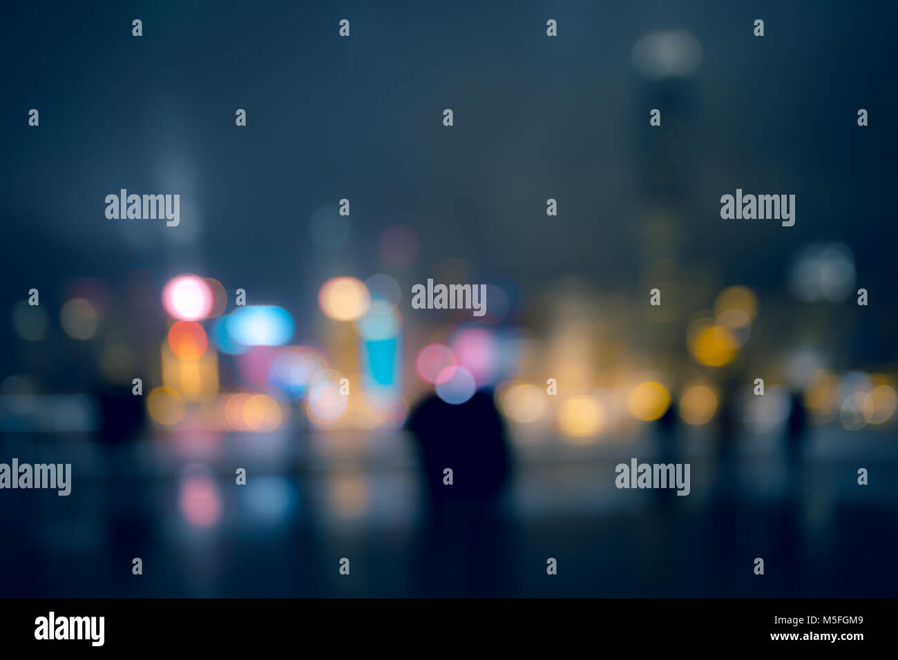 Abstract background of people watching the night view at Victoria ...