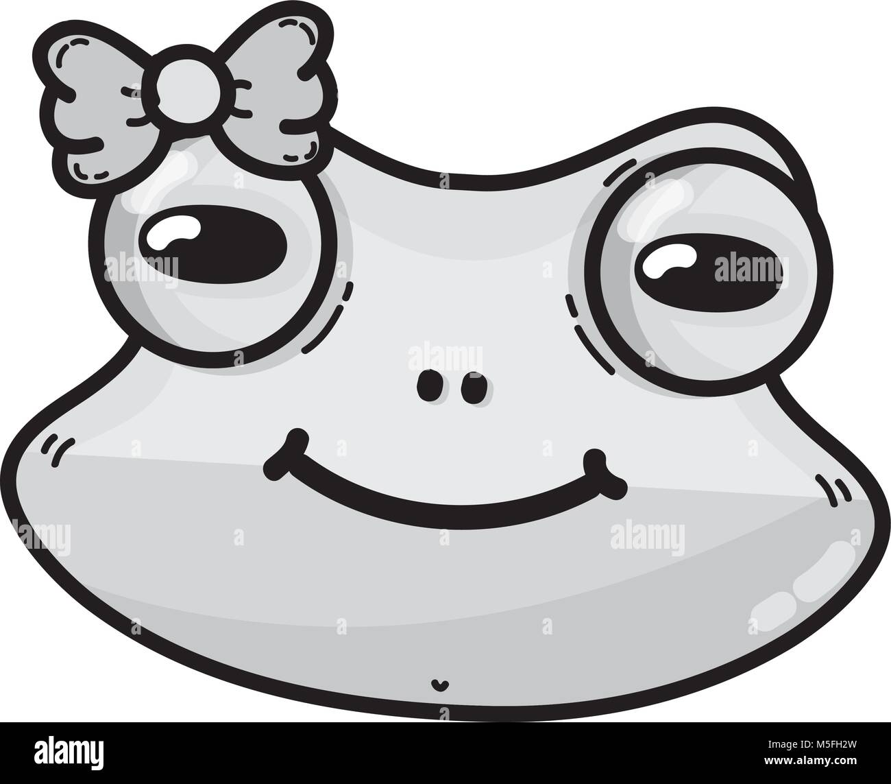 grayscale cute frog head wild animal vector illustration Stock Vector ...