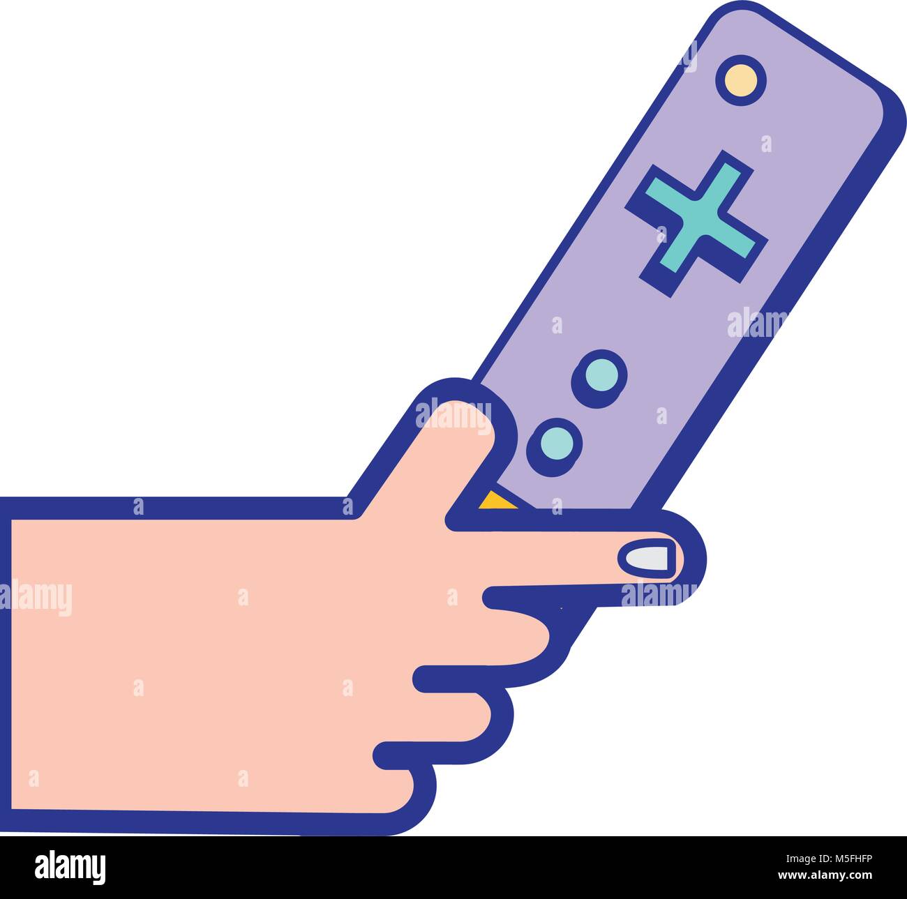 hand with controller object to video game vector illustration Stock ...