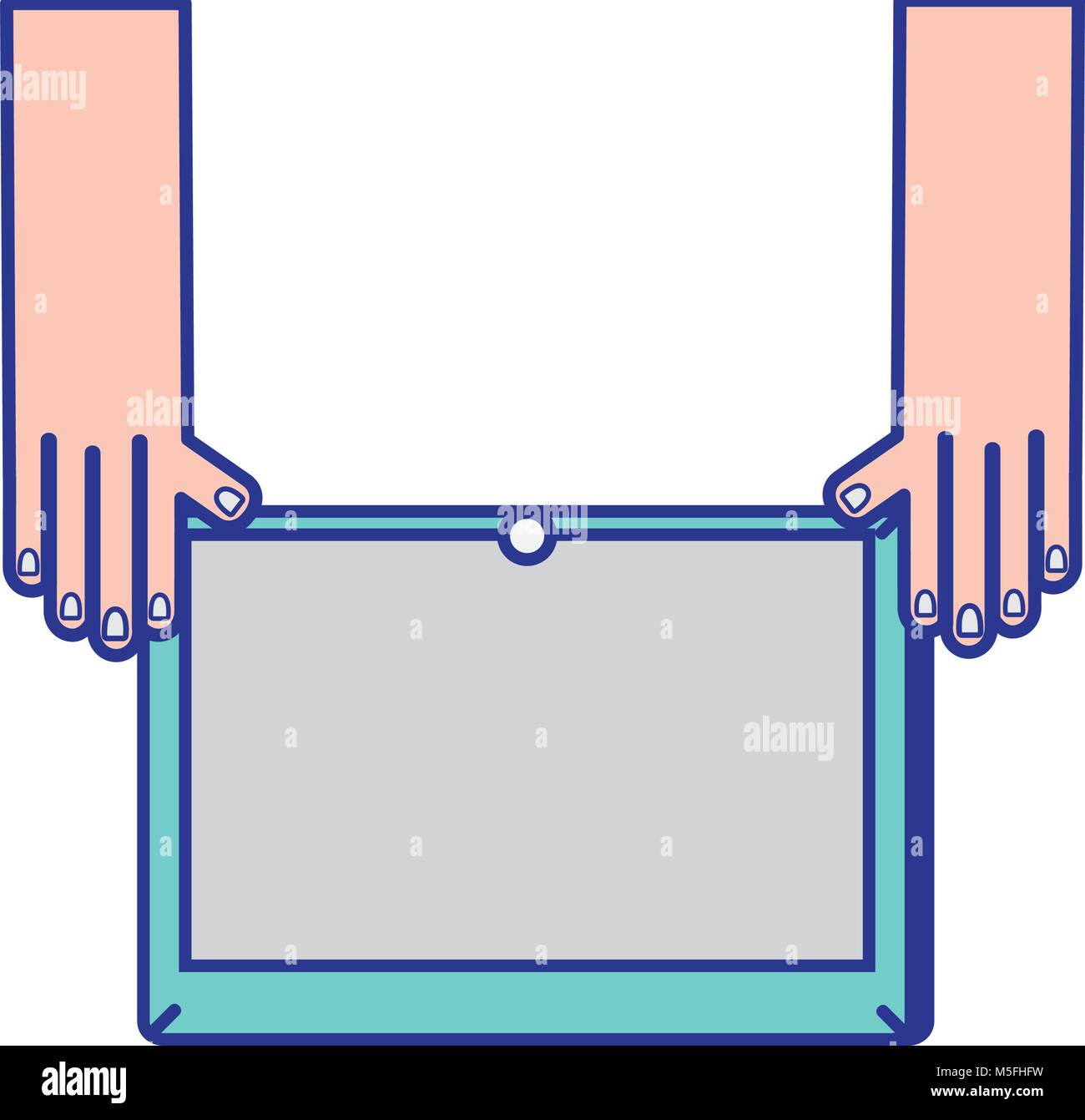 hands with screen tablet technology object vector illustration Stock ...