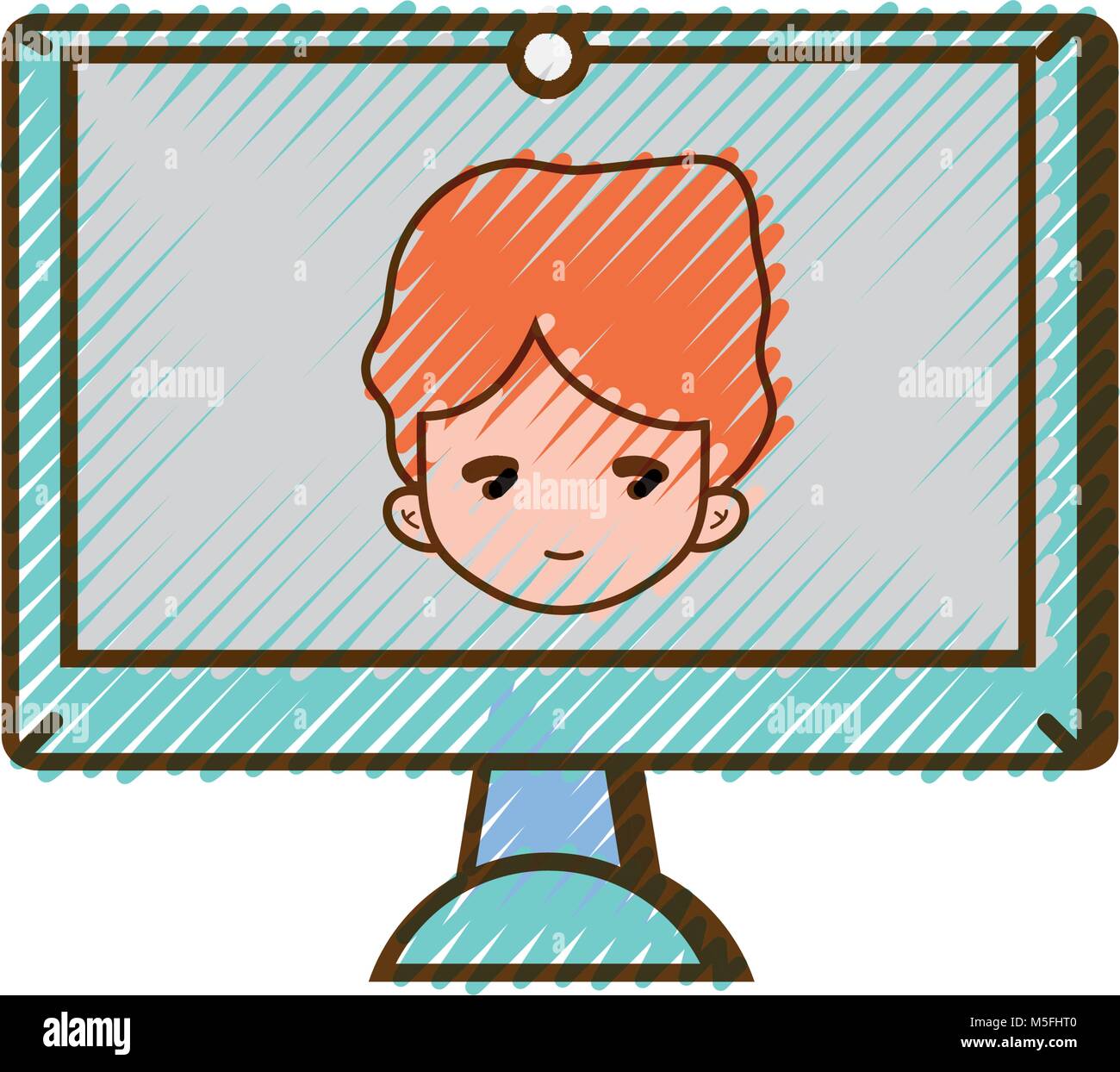 grated screen technology object with boy head inside vector ...