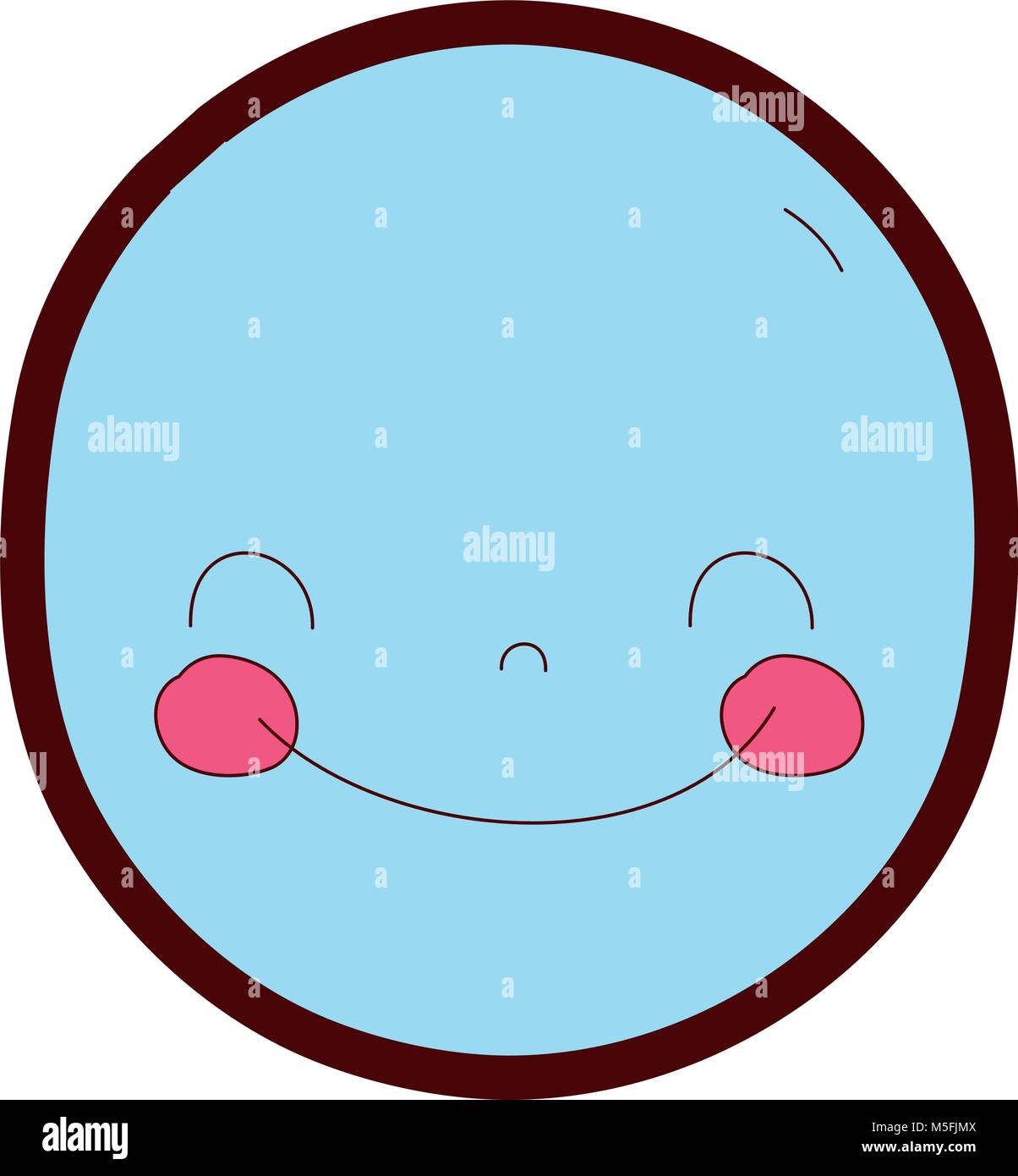 line color face cute happy kawaii expression vector illustration Stock ...