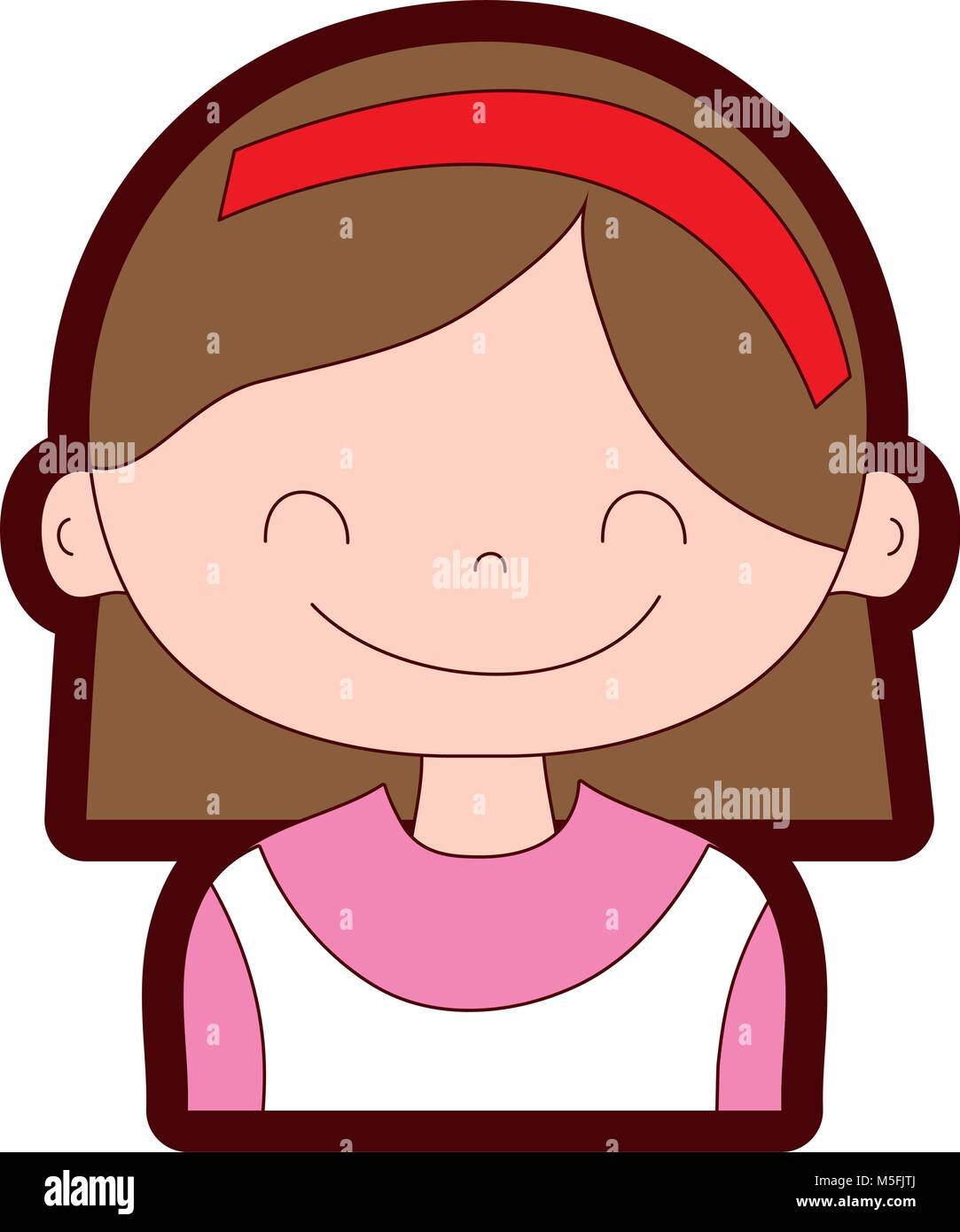 line color girl with hairstyle and headband design vector illustration ...