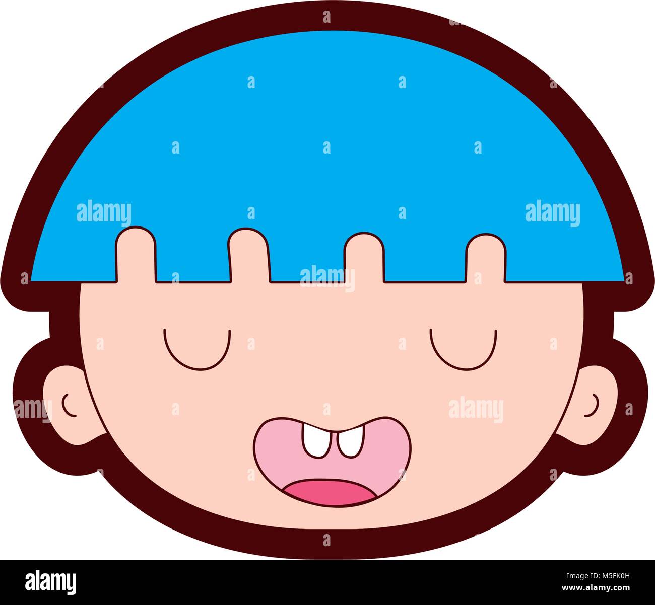 line color funny avatar boy face with hairstyle vector illustration ...