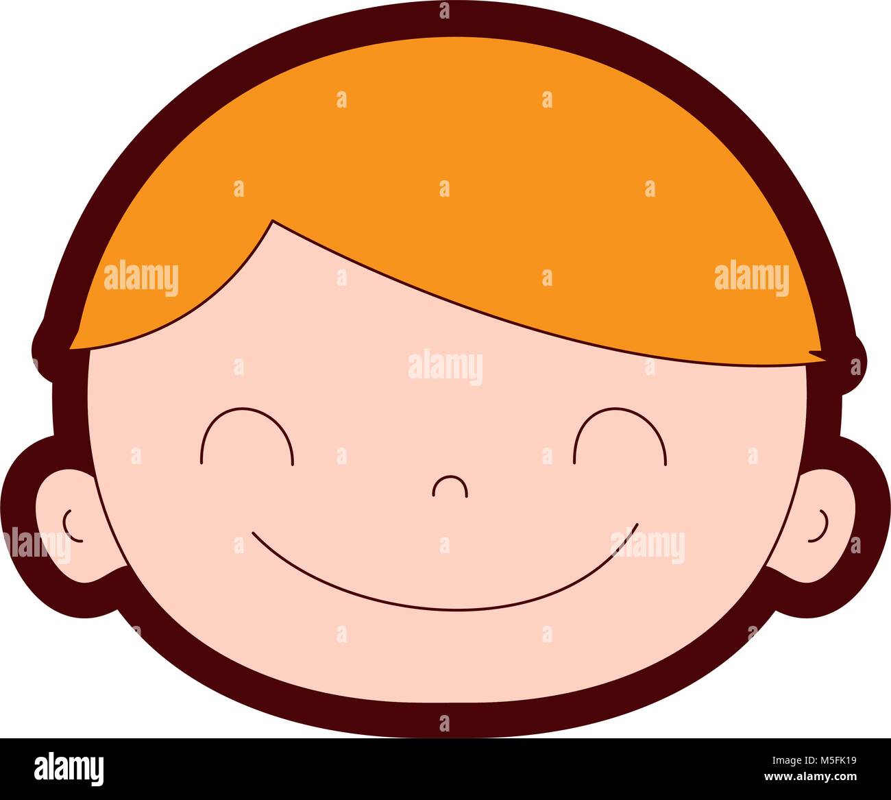 line color happy avatar boy face with hair vector illustration Stock ...