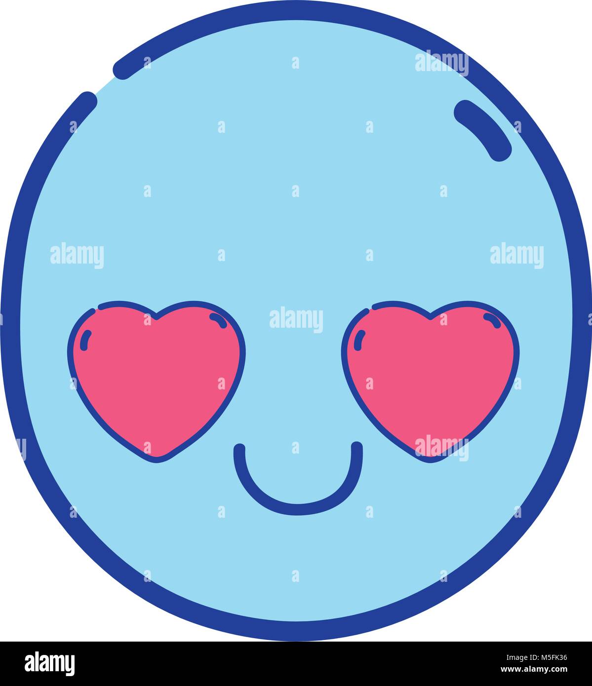 full color kawaii cute in love face expression vector illustration ...