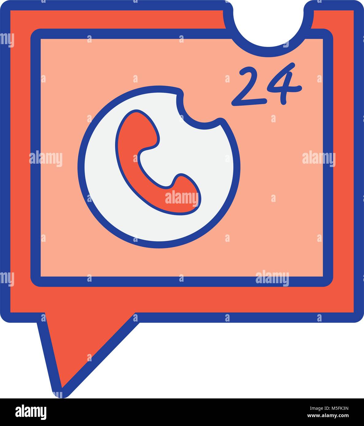 full color phone lost call sign inside square chat bubble vector ...