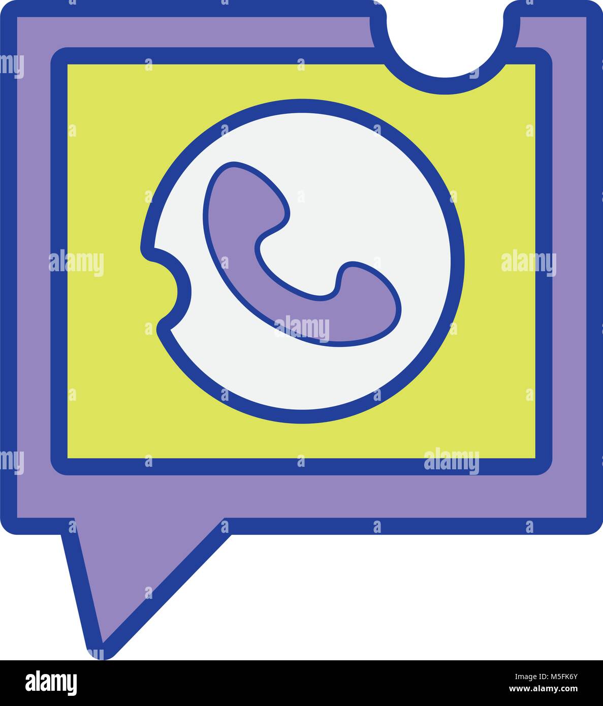 full color phone call sign inside square chat bubble Stock Vector Image ...