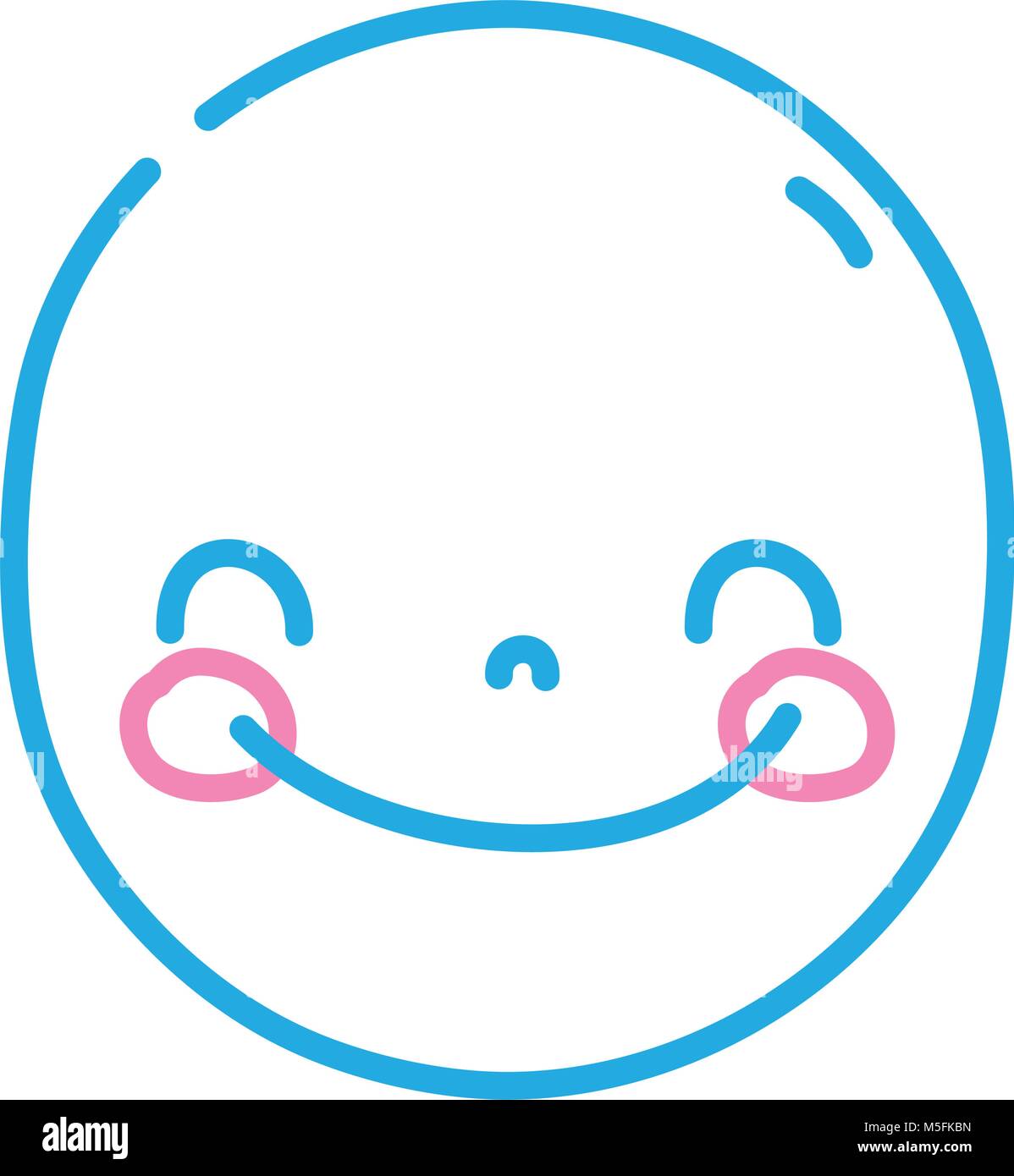color line face cute happy kawaii expression vector illustration Stock ...