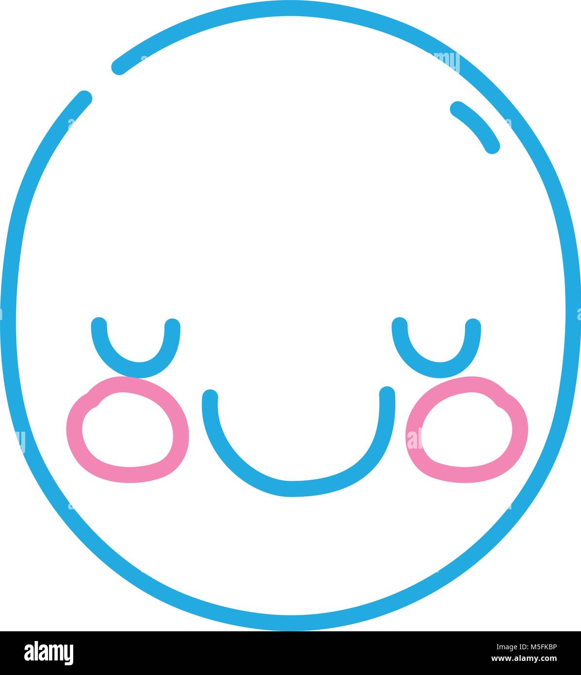 color line kawaii cute happy face expression vector illustration Stock ...