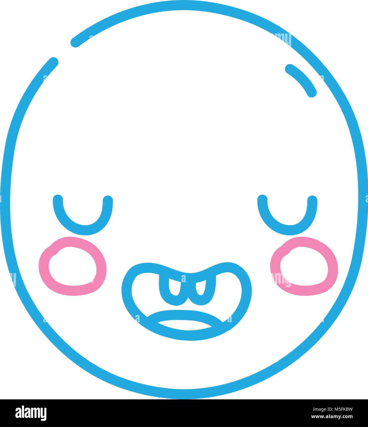 color line kawaii cute funny face expression vector illustration Stock ...
