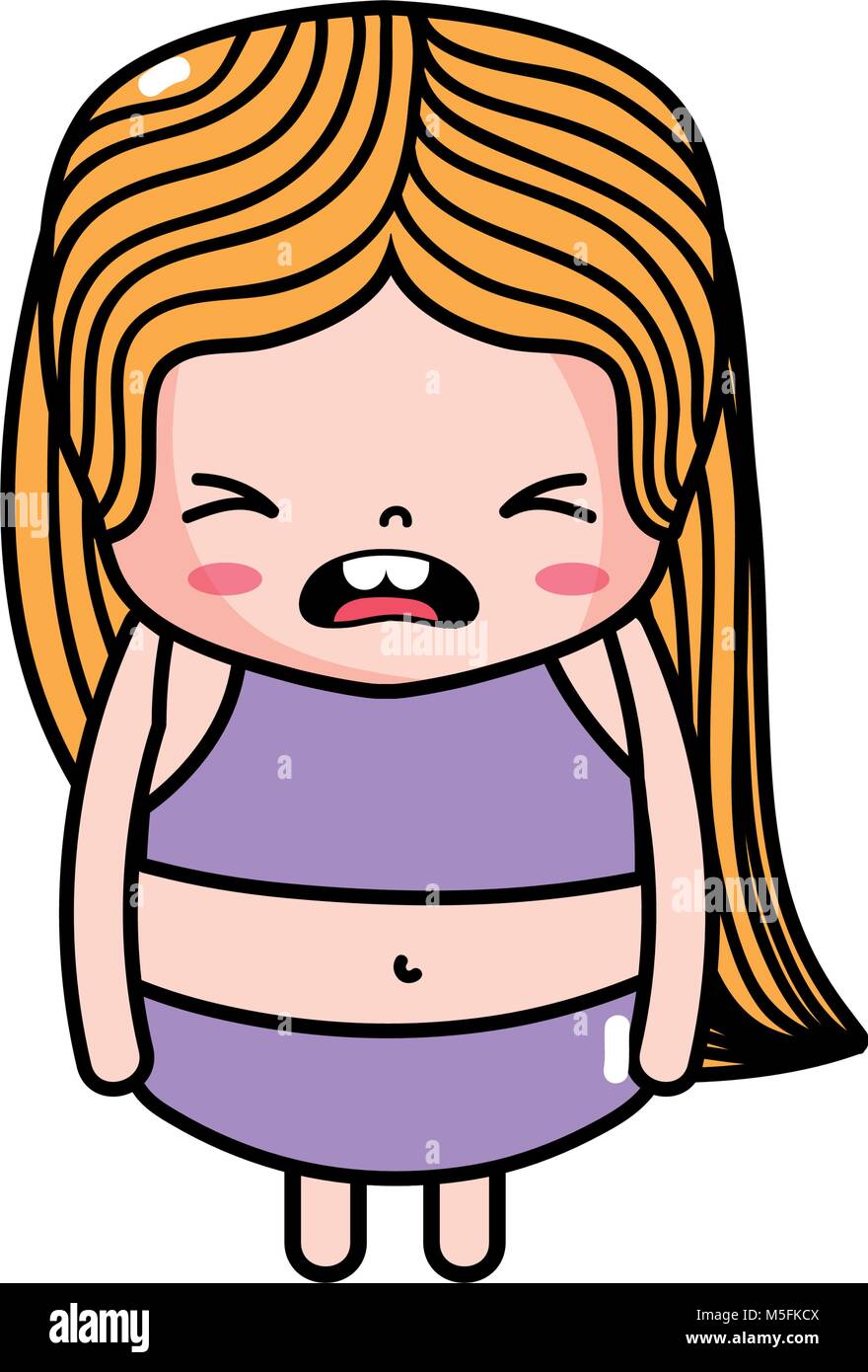 girl wth long hair and pity face vector illustration Stock Vector Image ...