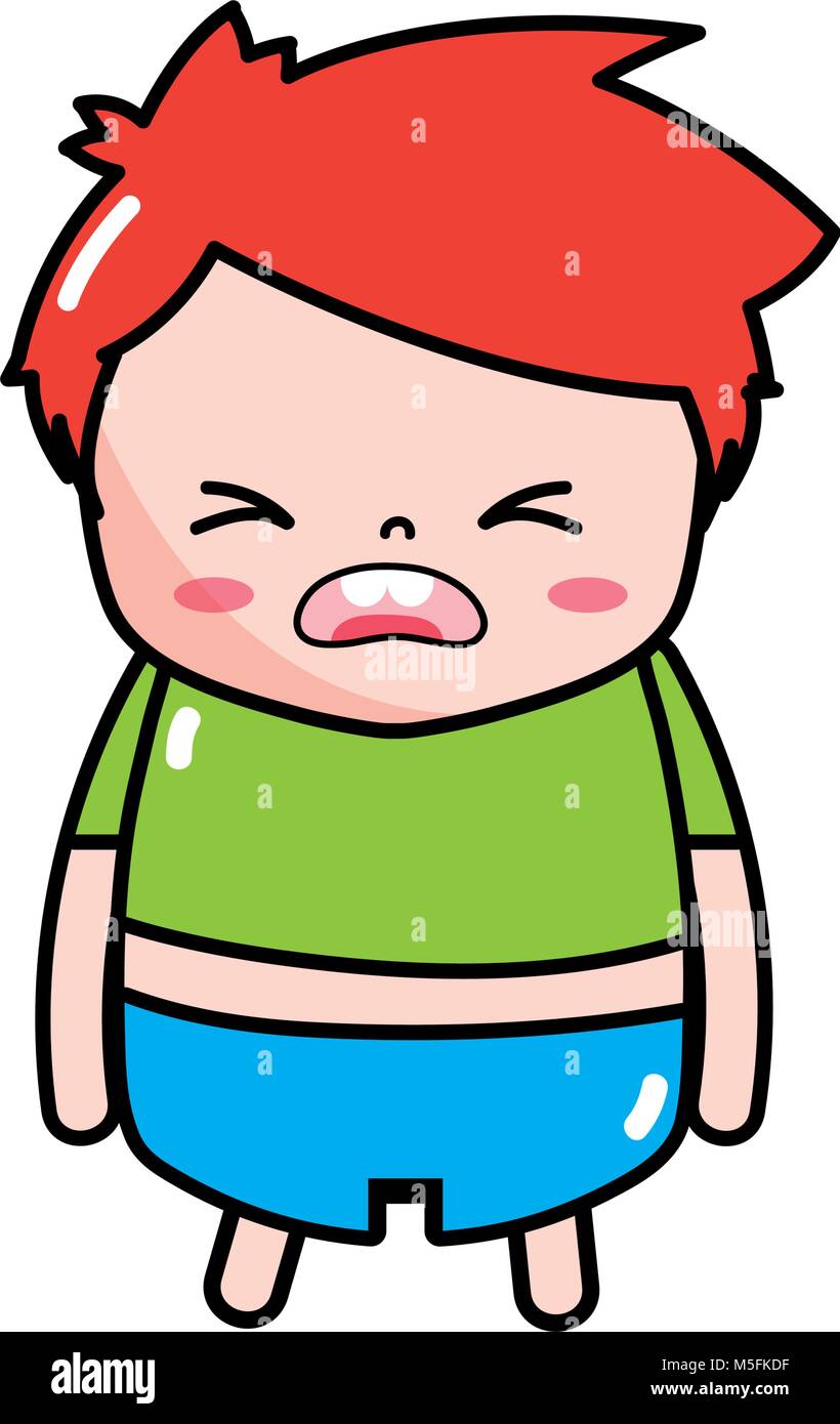 boy with hairstyle design and pity face vector illustration Stock ...