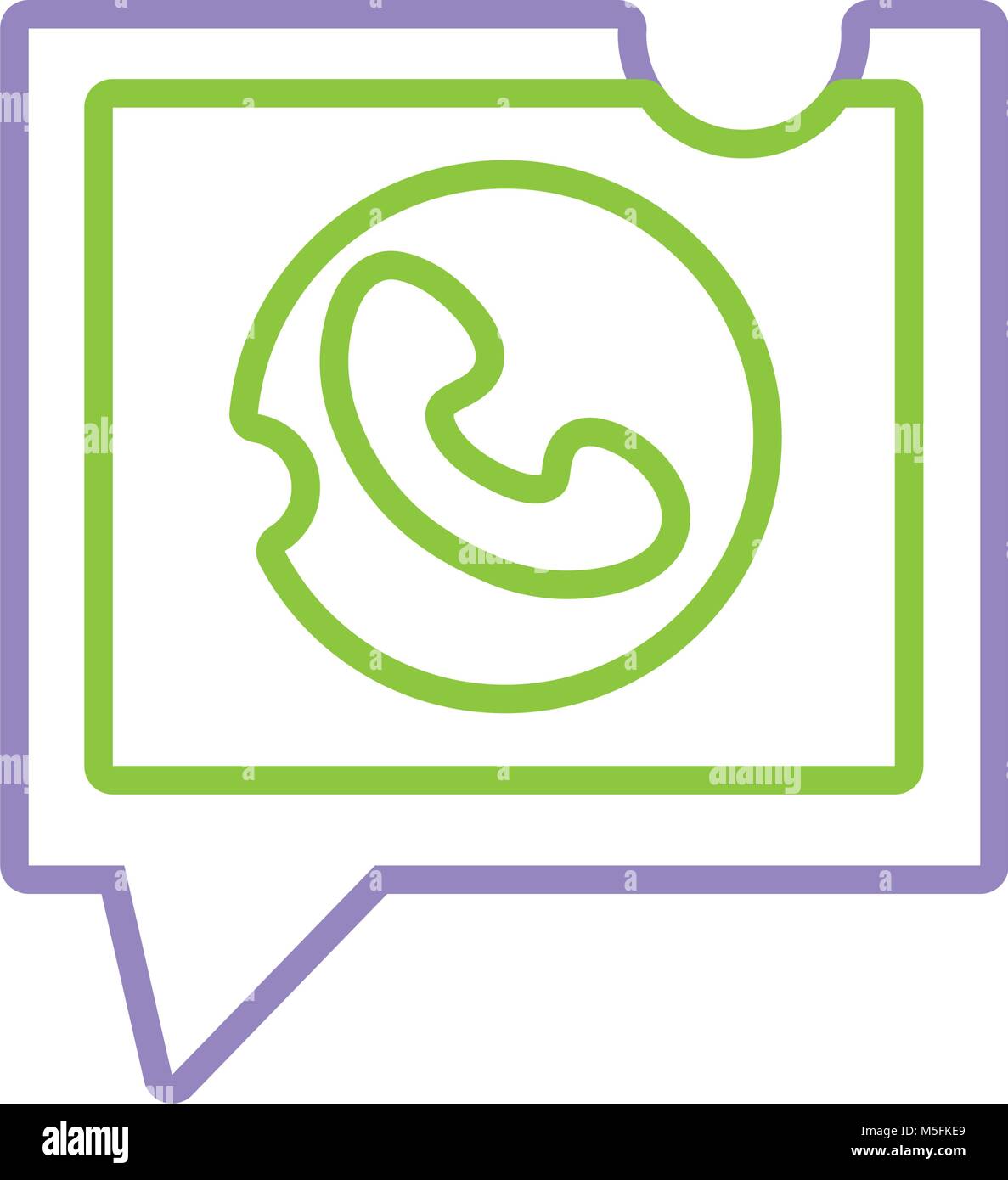 color line phone call sign inside square chat bubble Stock Vector Image ...