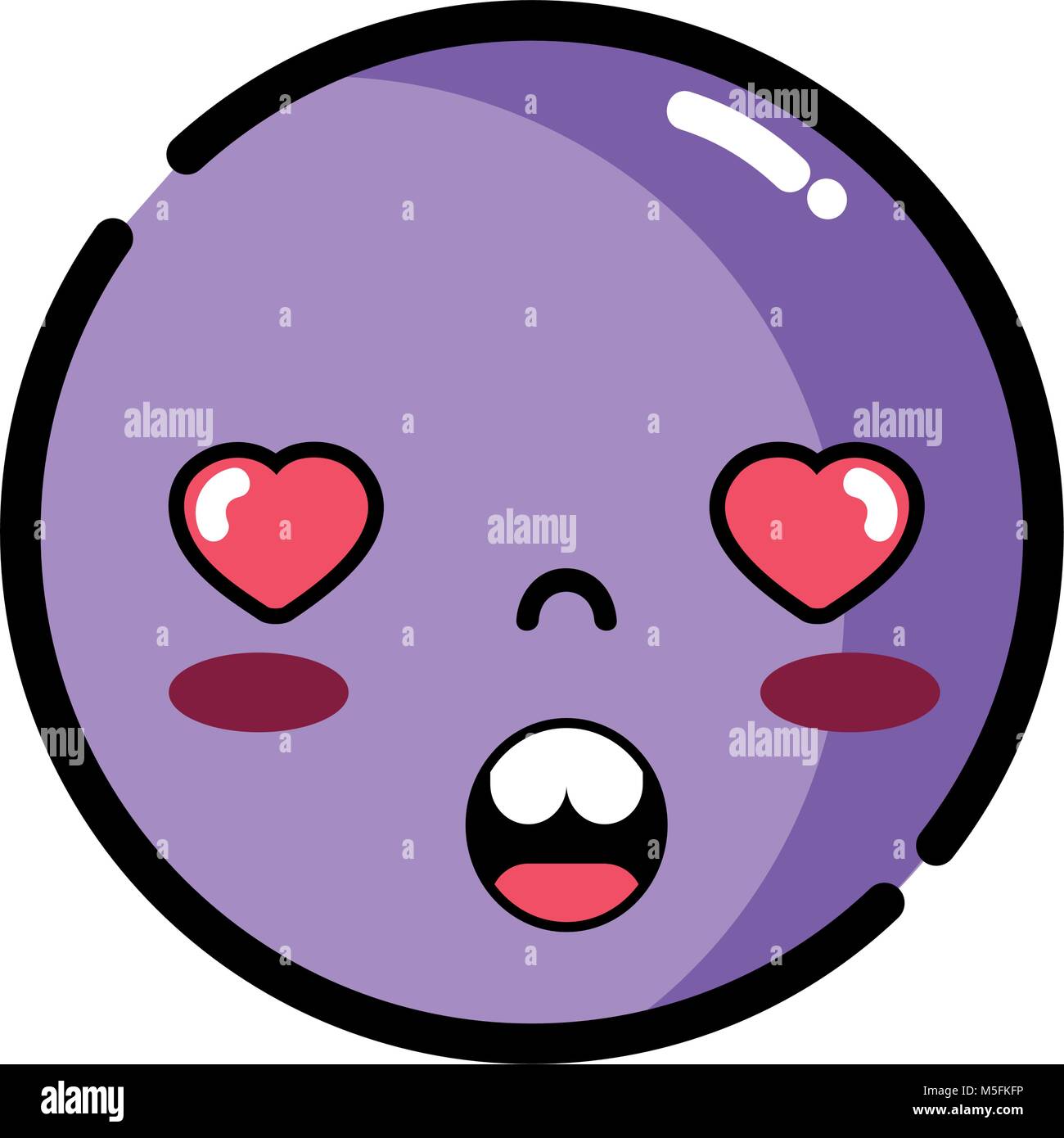 kawaii head with cute in love face vector illustration Stock Vector ...