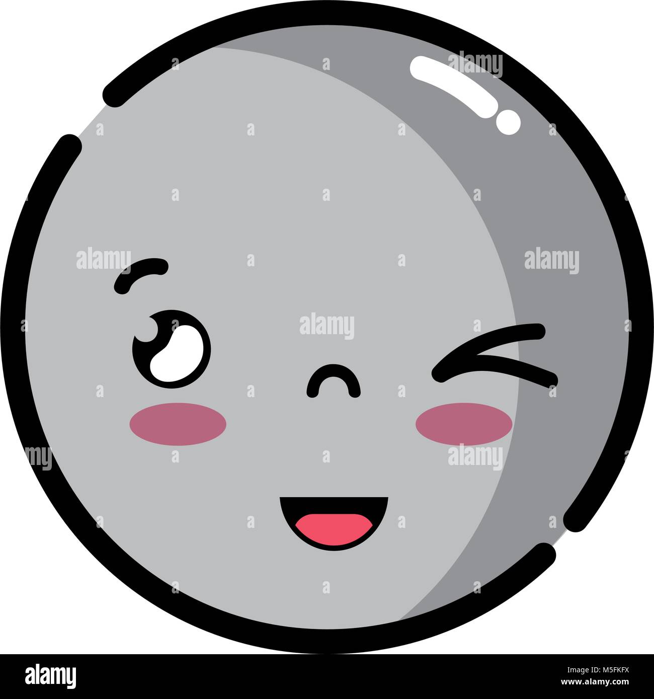 kawaii head with cute funny face vector illustration Stock Vector Image ...