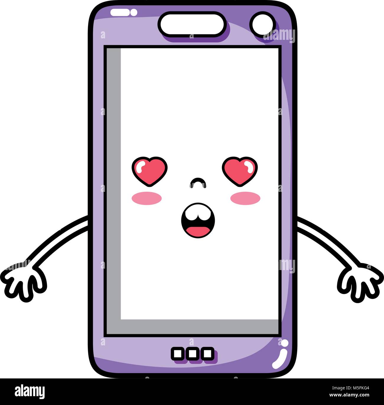 kawaii smartphone cute in love face vector illustration Stock Vector ...