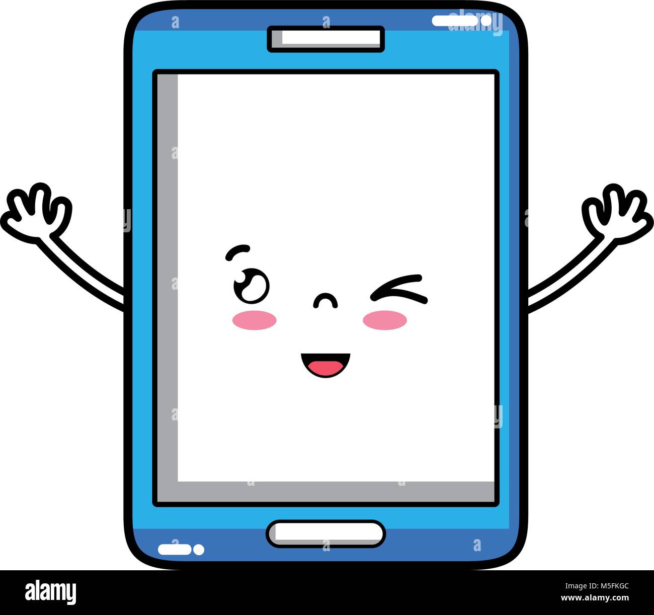 kawaii smartphone cute funny face vector illustration Stock Vector ...