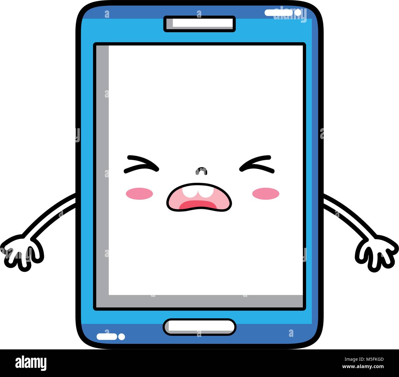 kawaii smartphone cute pity face vector illustration Stock Vector Image ...