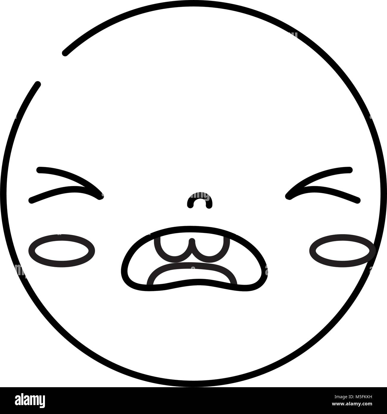 line kawaii head with cute pity face vector illustration Stock Vector ...