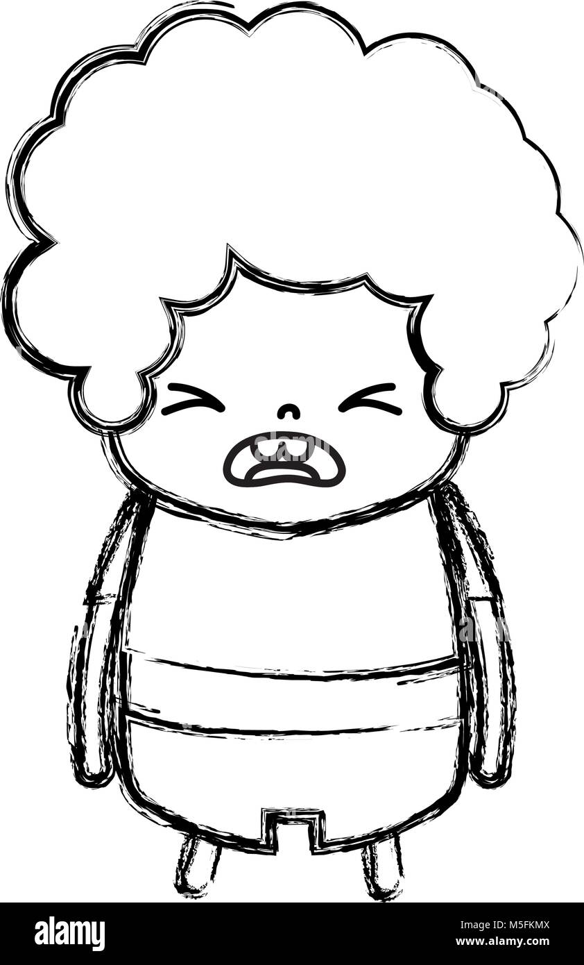 figure boy with curly hair and pity face vector illustration Stock ...