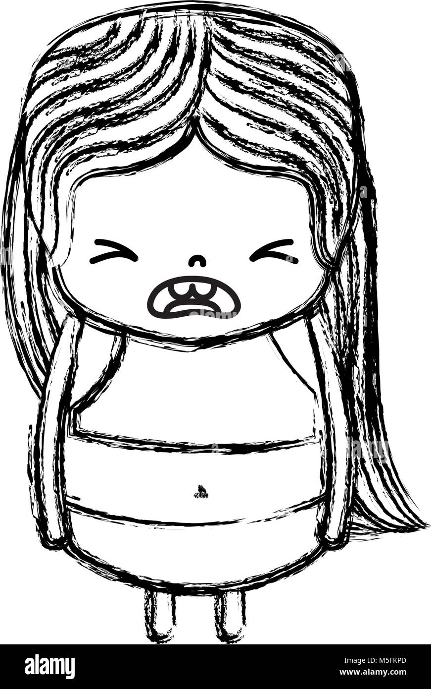 figure girl wth long hair and pity face vector illustration Stock ...