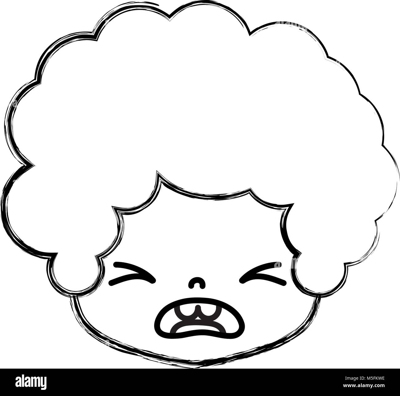 figure boy head with curly hair and pity face vector illustration Stock ...