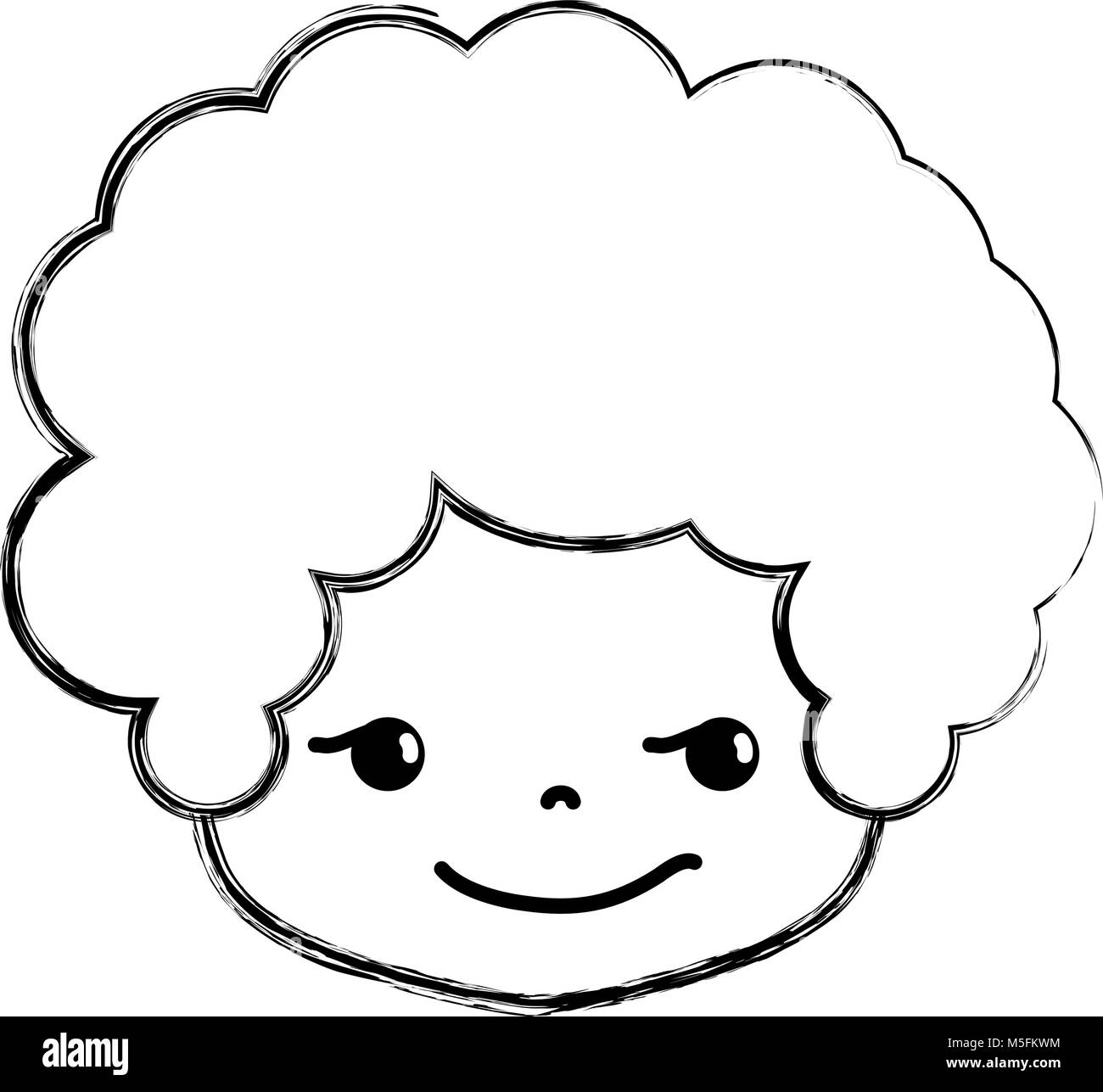 figure boy head with curly hair and rogue face vector illustration ...