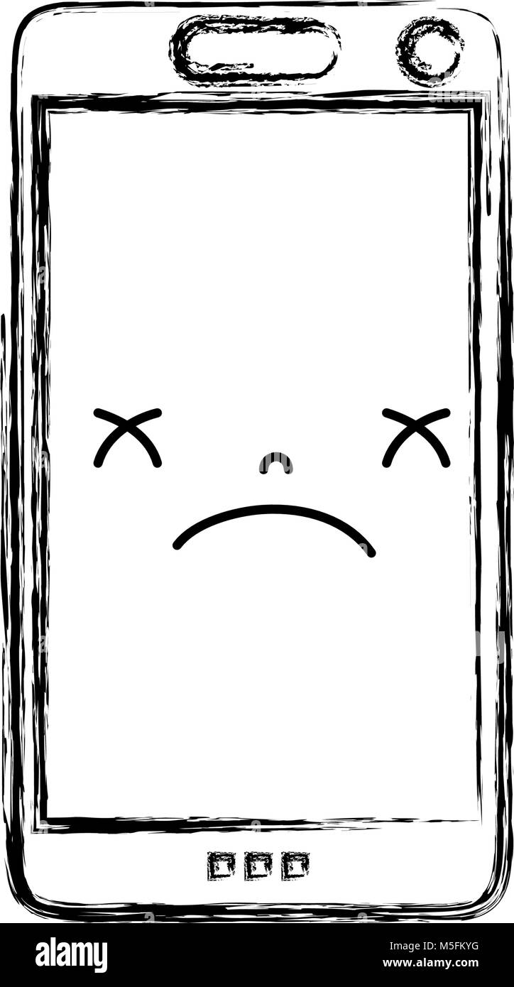 figure kawaii smartphone cute sad face vector illustration Stock Vector ...