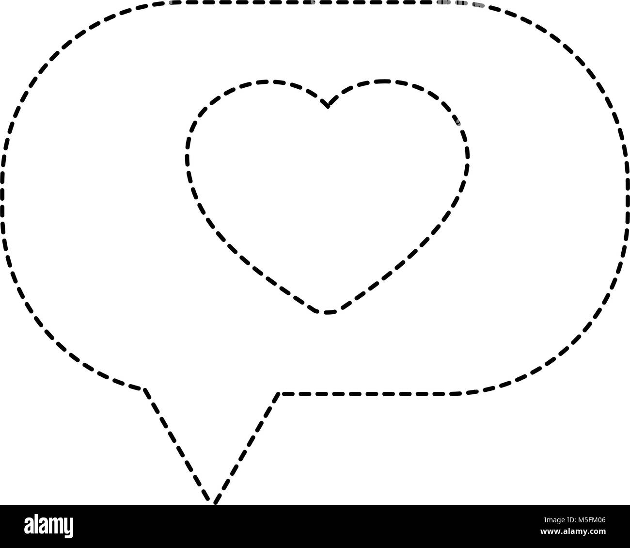 dotted shape heart inside chat bubble text message vector illustration ...