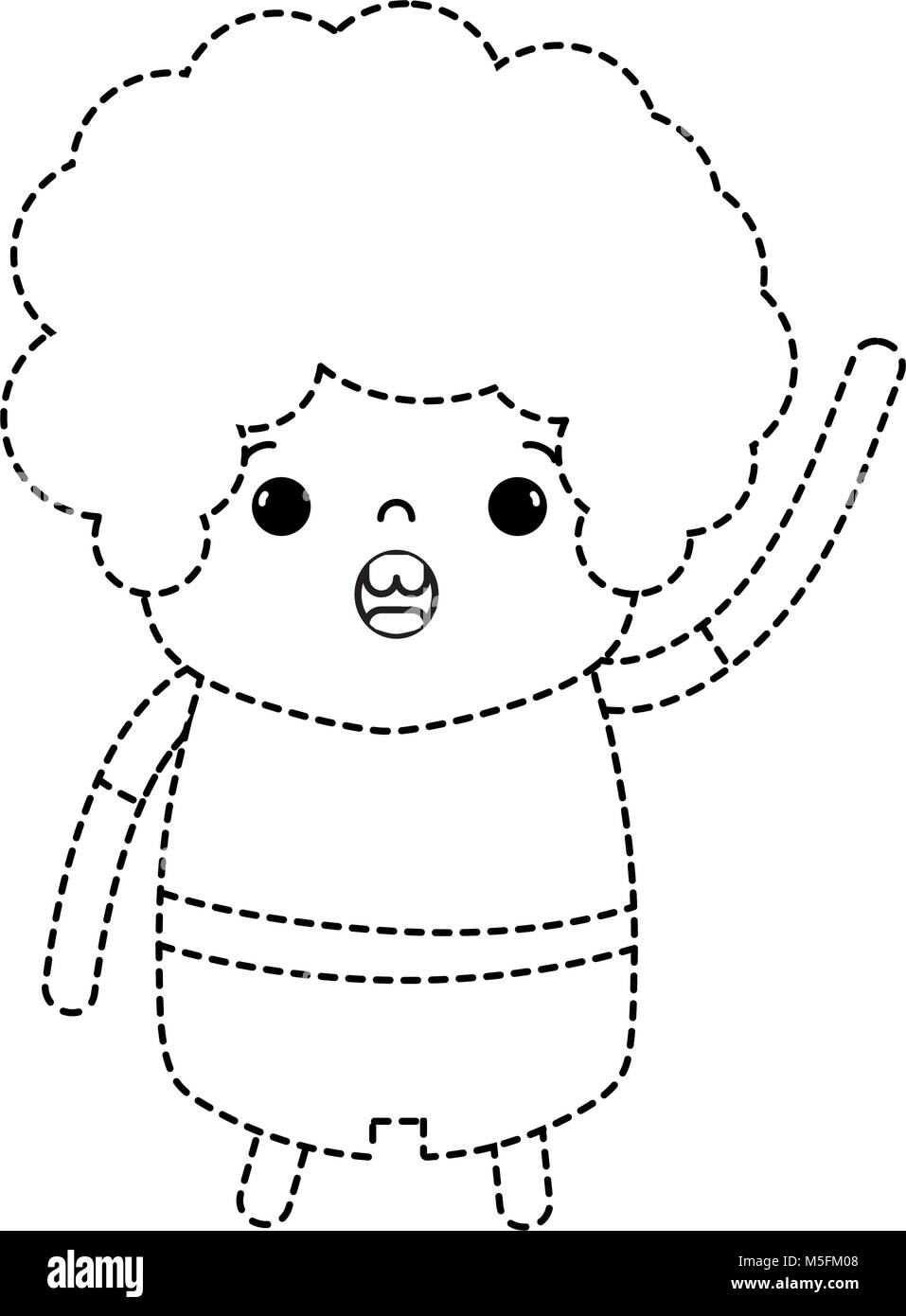 dotted shape boy with curly hair and amazed face vector illustration ...