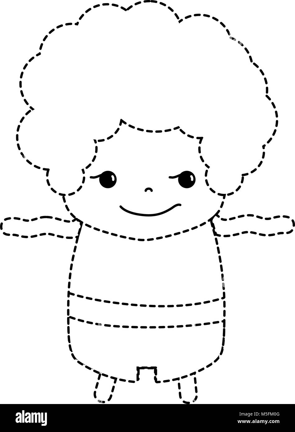 dotted shape boy with curly hair and rogue face vector illustration ...
