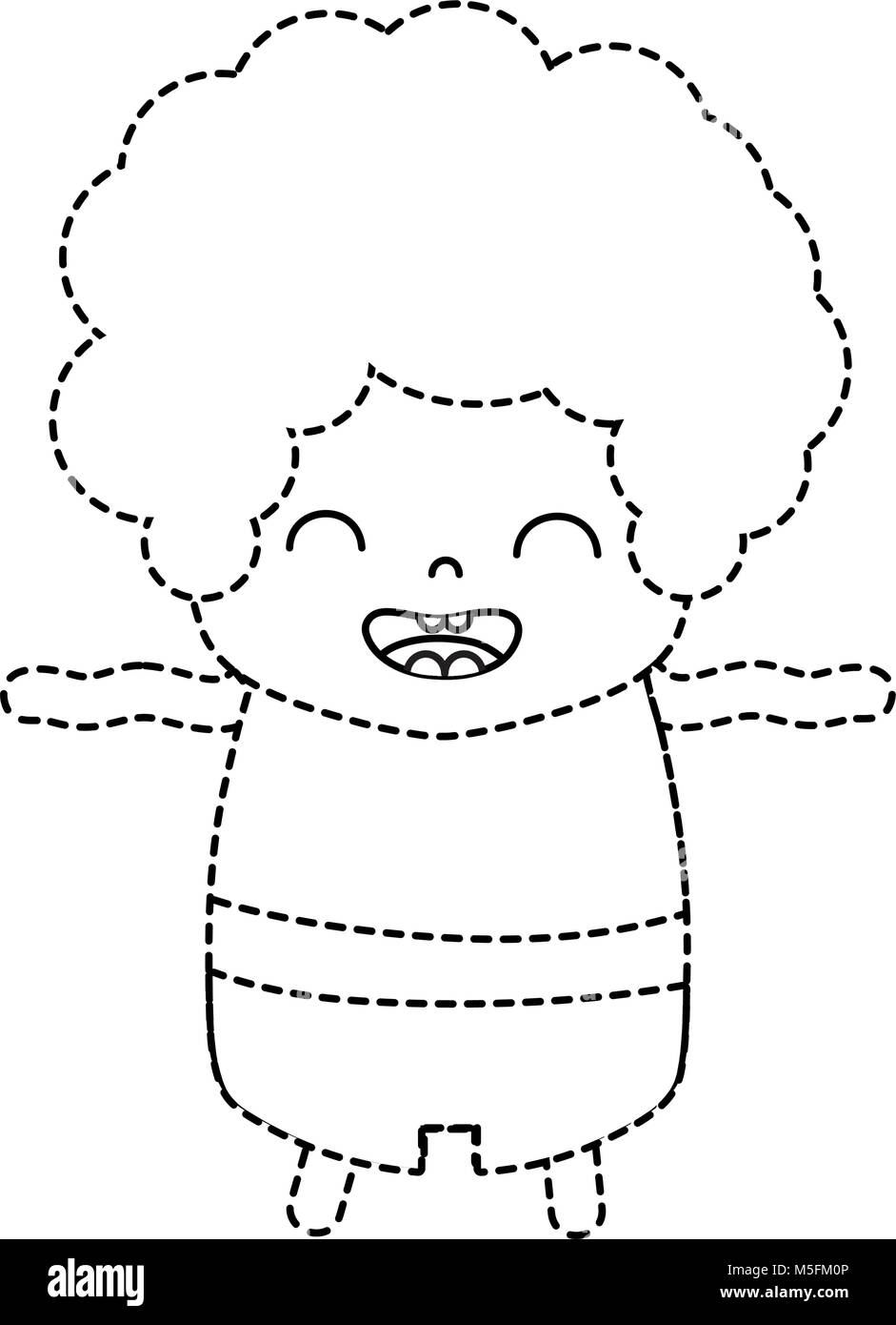 dotted shape boy with curly hair and smile face vector illustration ...