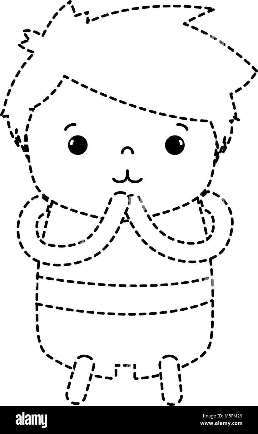 dotted shape boy with hairstyle design and tender face vector ...
