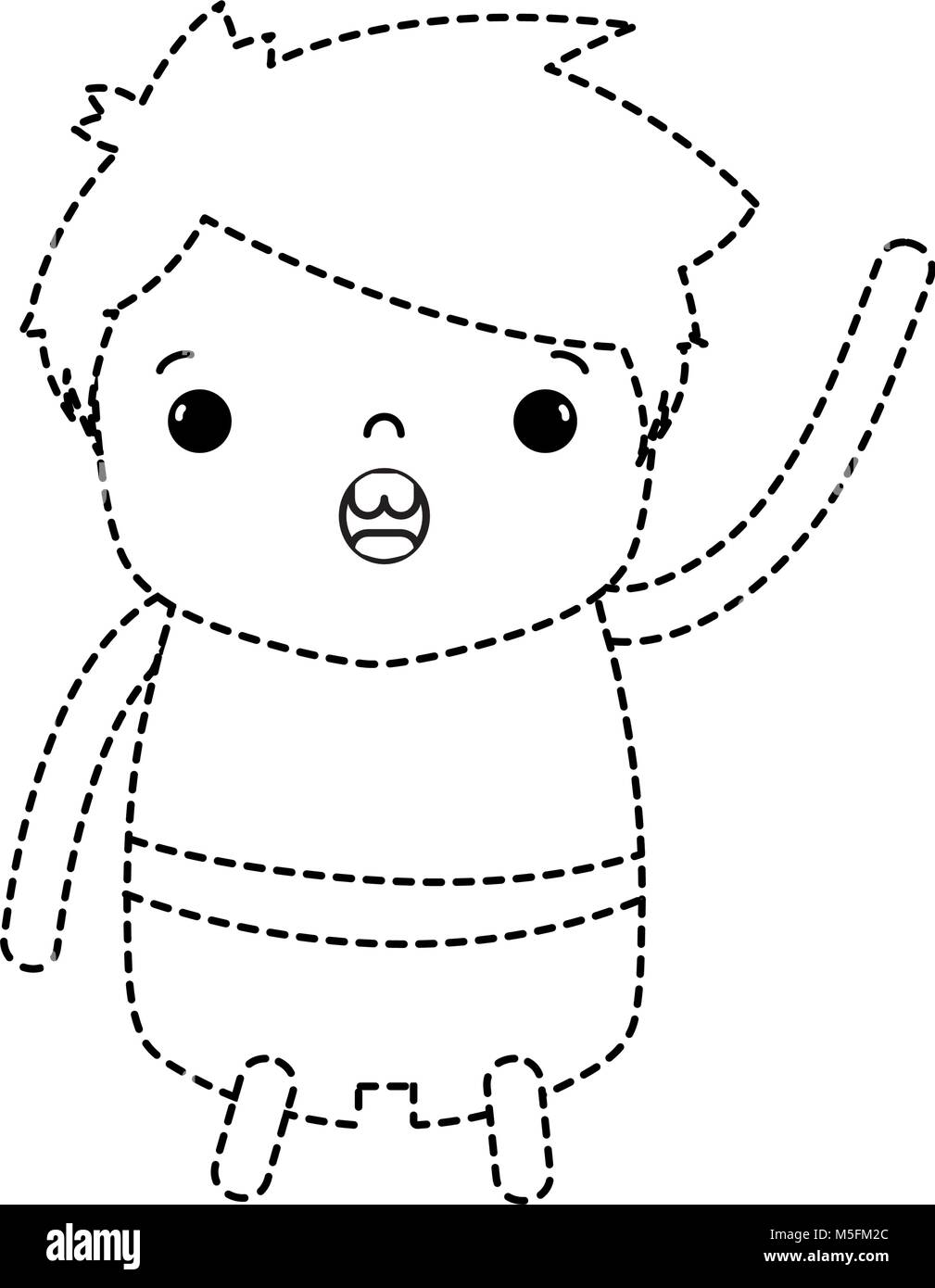 dotted shape boy with hairstyle design and amazed face vector ...