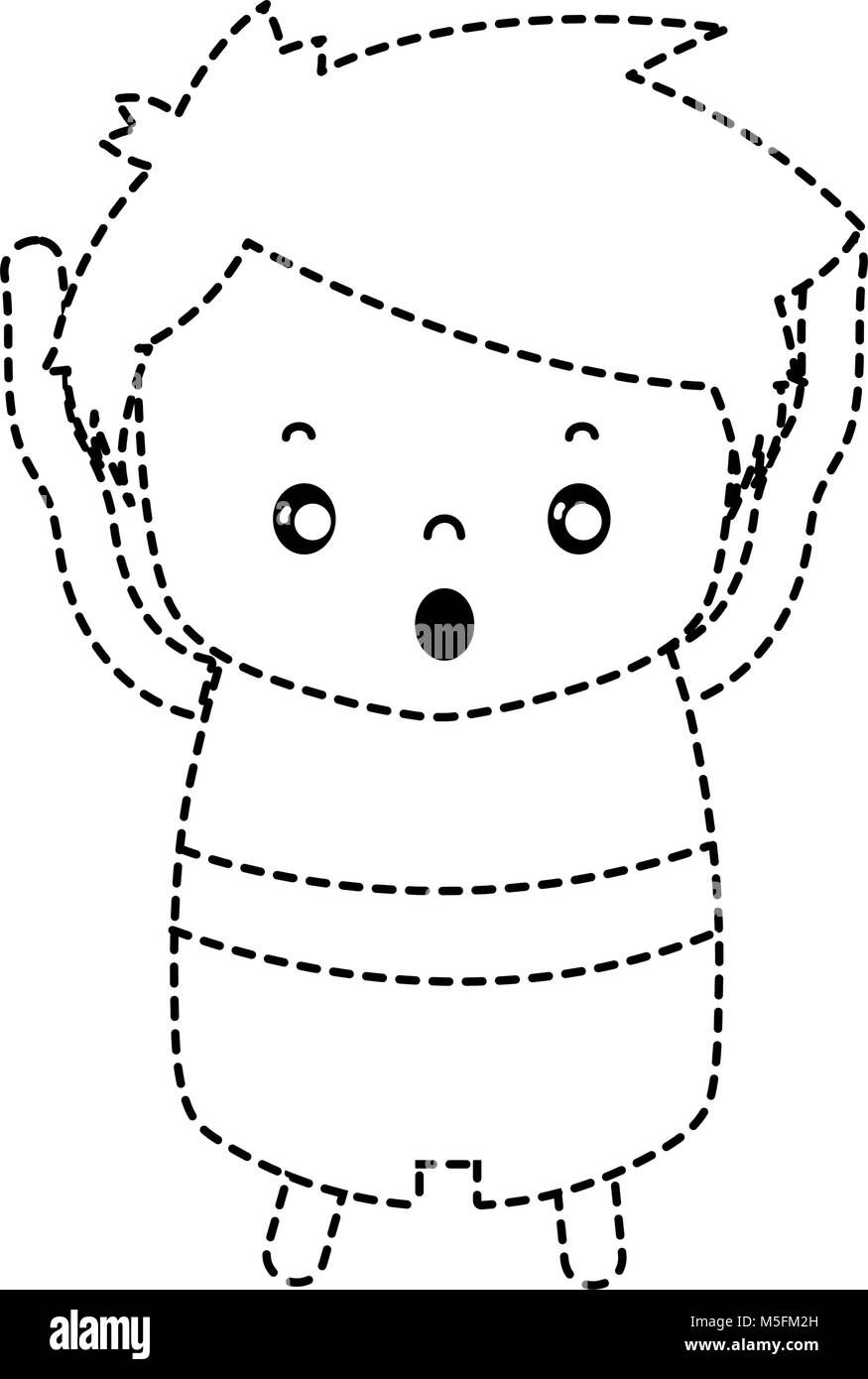 dotted shape boy with hairstyle design and scared face vector ...
