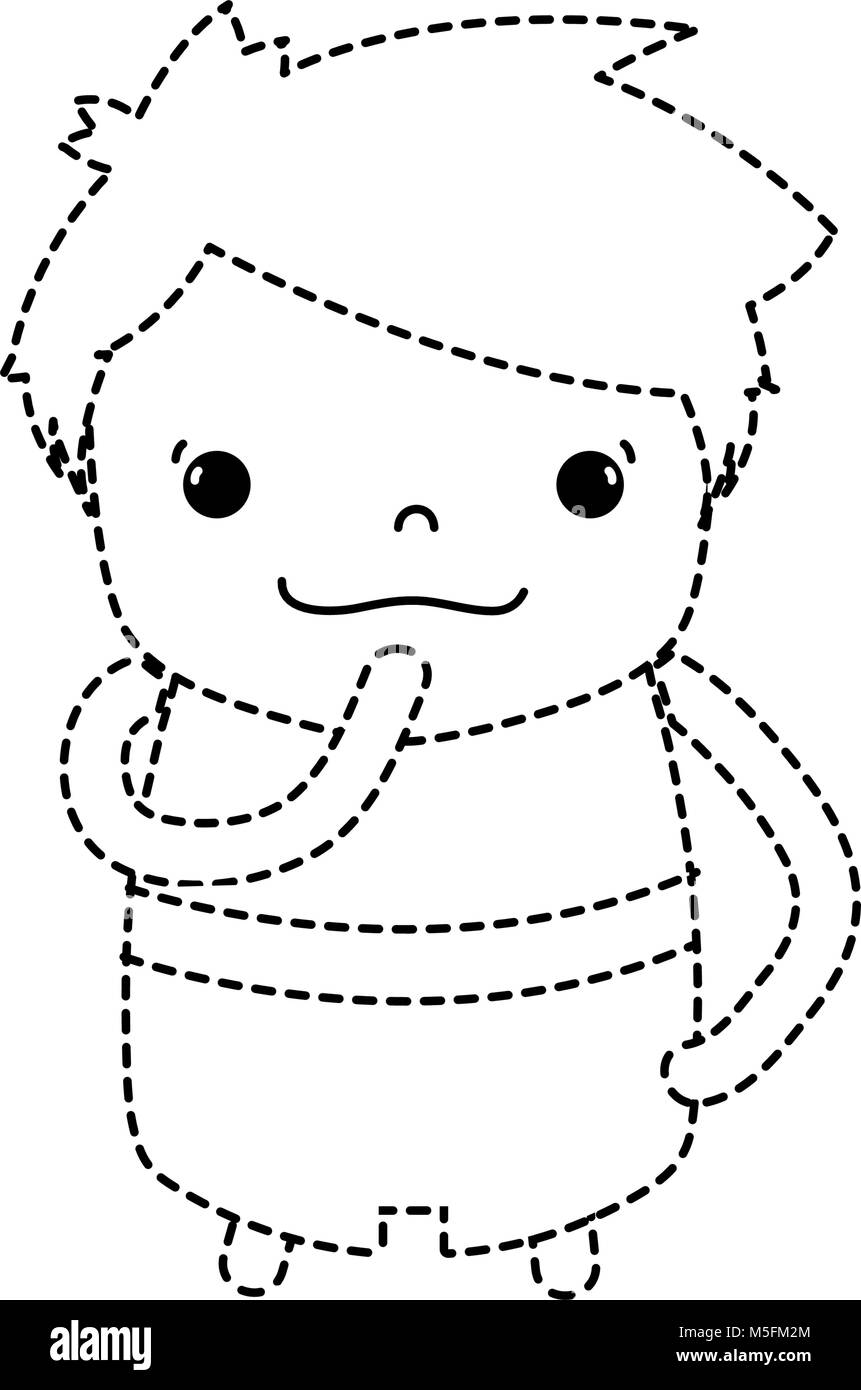 dotted shape boy with hairstyle design and thinking face vector ...